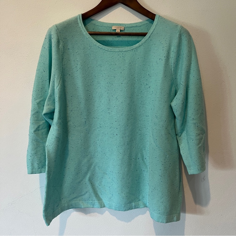Talbots Light Blue Half Sleeve Crew Neck Tweed Sweate… - Gem